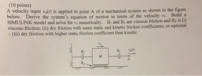 Solved A velocity input v_a(t) is applied to point A of a | Chegg.com