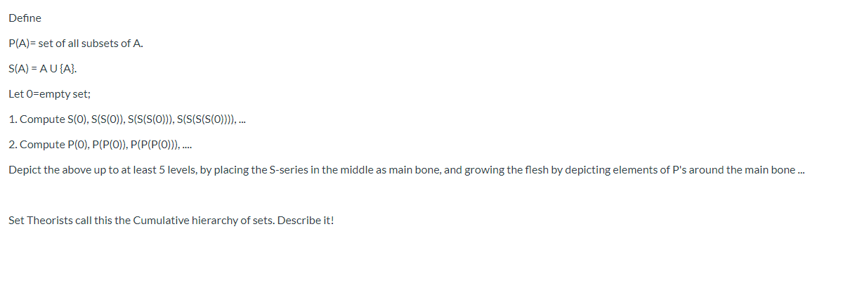 Solved Power set and Successor set Define P(A)= set of all | Chegg.com
