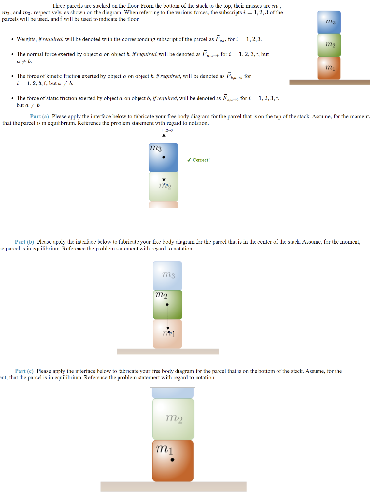 Solved Three parcels are stacked on the floor. From the | Chegg.com