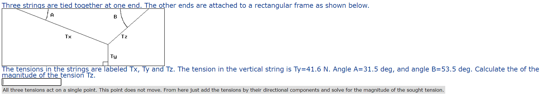 Solved Three strings are tied together at one end. The other | Chegg.com