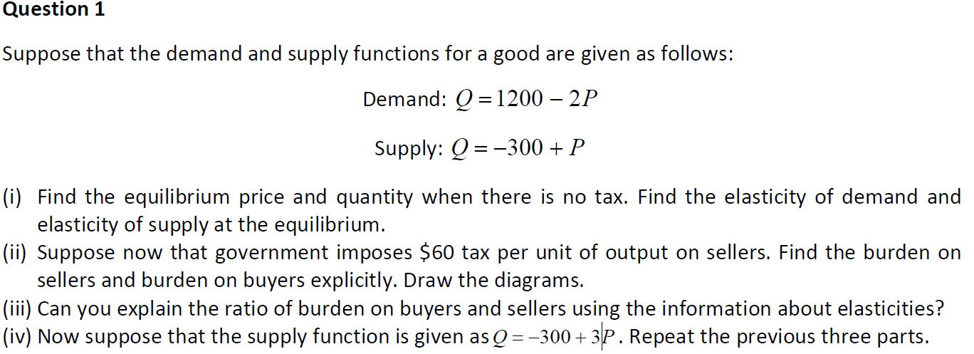Solved Suppose that the demand and supply functions for a | Chegg.com