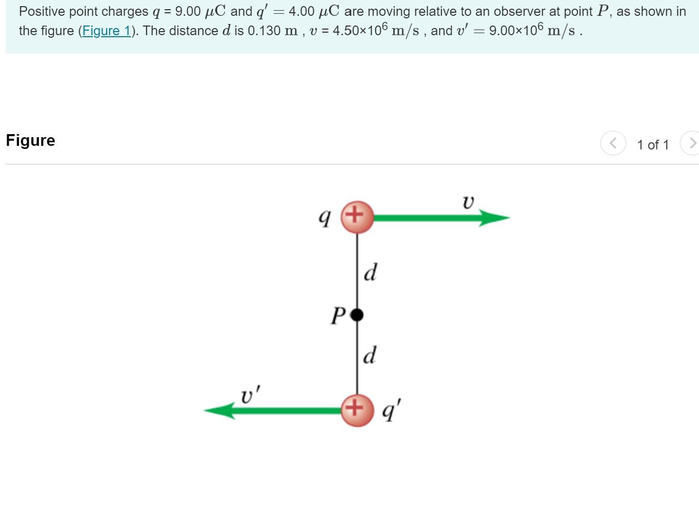 Solved Positive point charges q = 9.00 μC and q′= 4.00 μC | Chegg.com