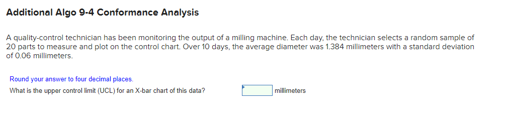 Solved Additional Algo 9-4 Conformance Analysis A quality | Chegg.com