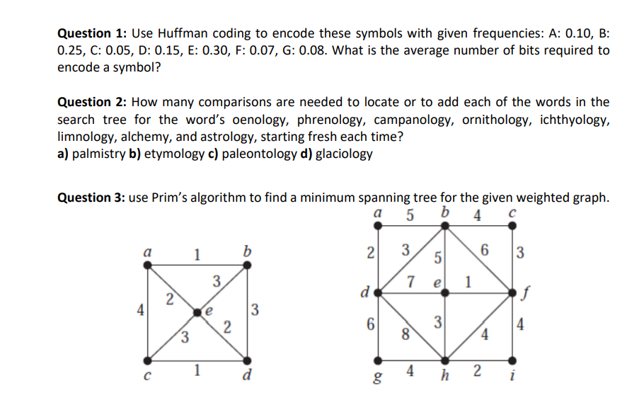 Solved Question 1 Use Huffman Coding To Encode These