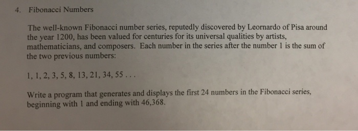Solved Fibonacci Numbers The well-known Fibonacci number | Chegg.com