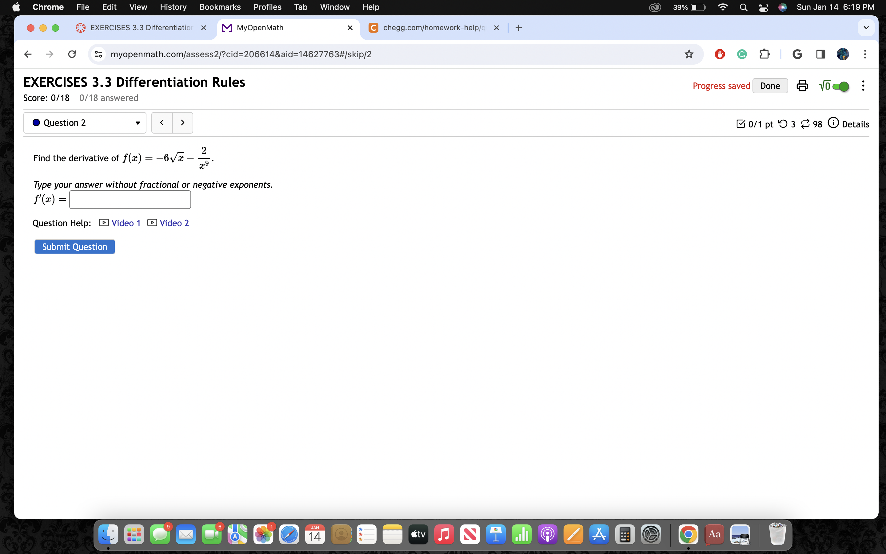 Solved EXERCISES 3.3 ﻿Differentiation RulesProgress | Chegg.com