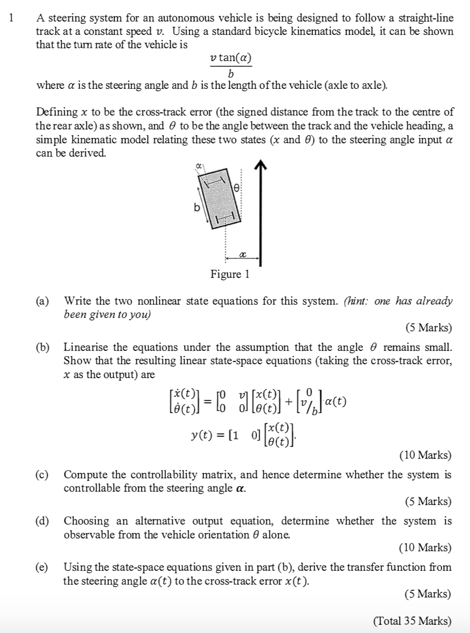 1 A steering system for an autonomous vehicle is | Chegg.com