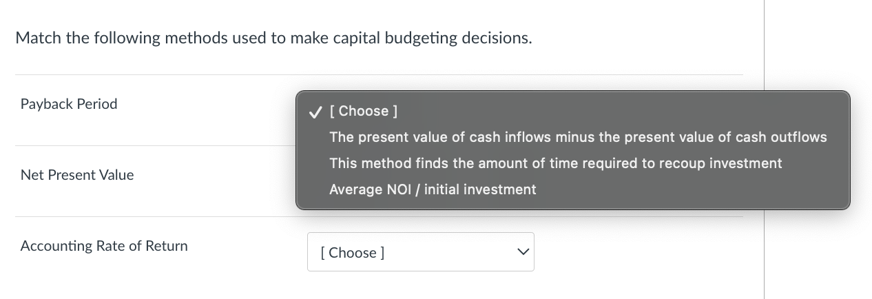 Solved Match the following methods used to make capital | Chegg.com