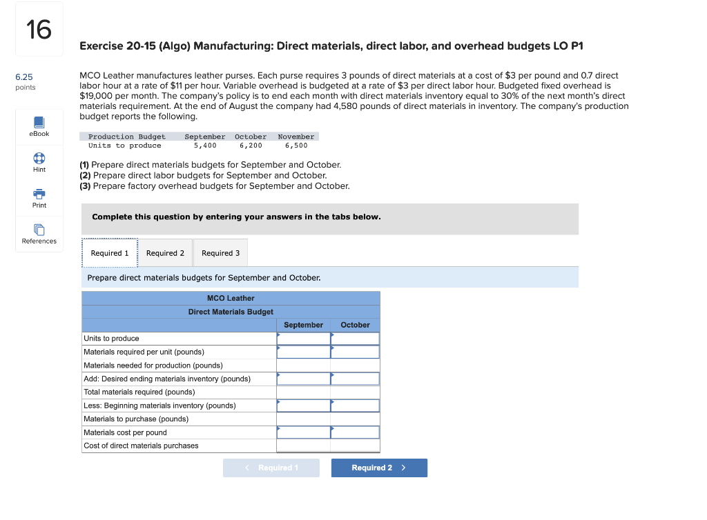 Solved Exercise 20-15 (Algo) Manufacturing: Direct | Chegg.com