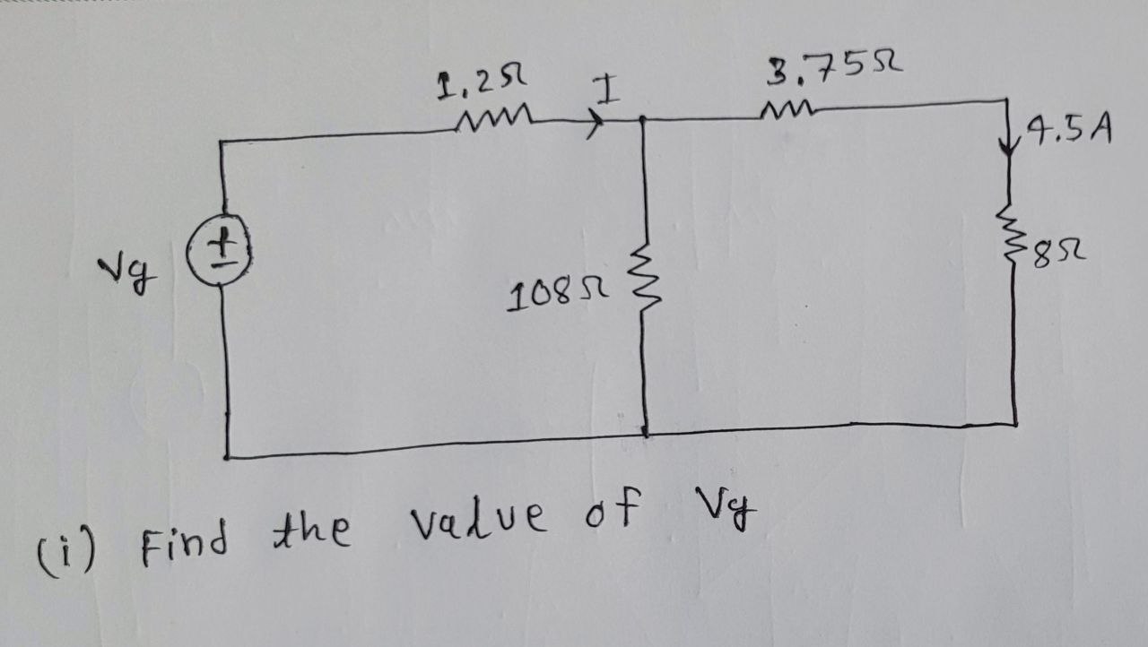 Solved (i) Find the value of Vg | Chegg.com Solved (i) Find the value of Vg | Chegg.com