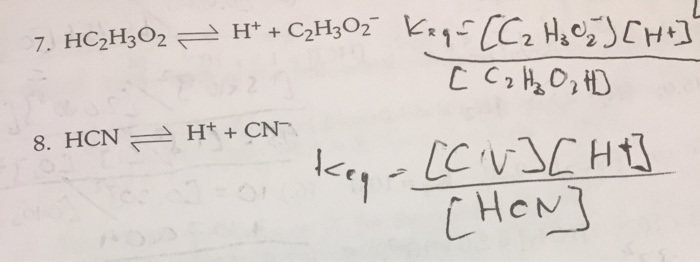 Solved Find Ky if [HC2H3O21 0.10; [H] [C2H3O2] 0.0010 7) | Chegg.com