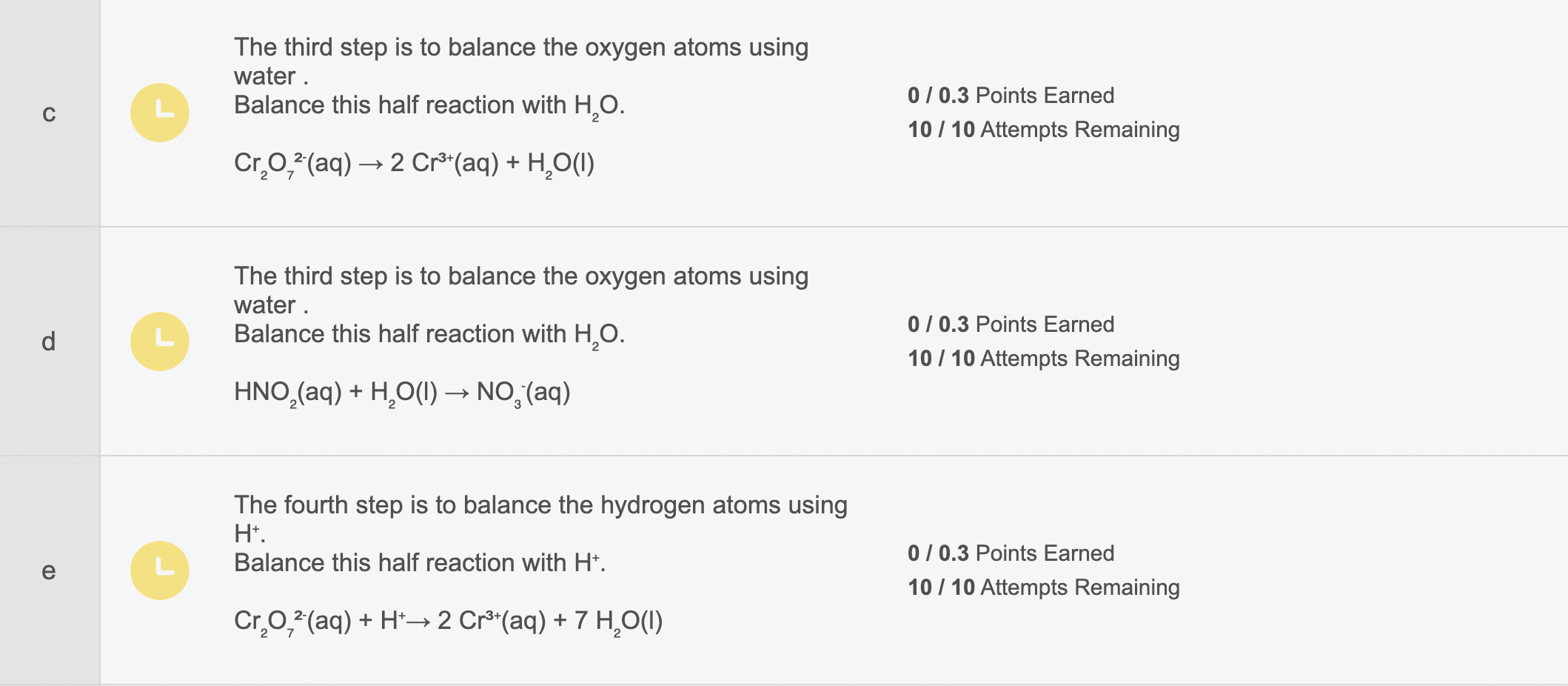 Solved The third step is to balance the oxygen atoms using | Chegg.com