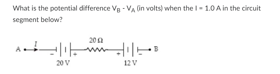 Solved What is the potential difference VB−VA (in volts) | Chegg.com