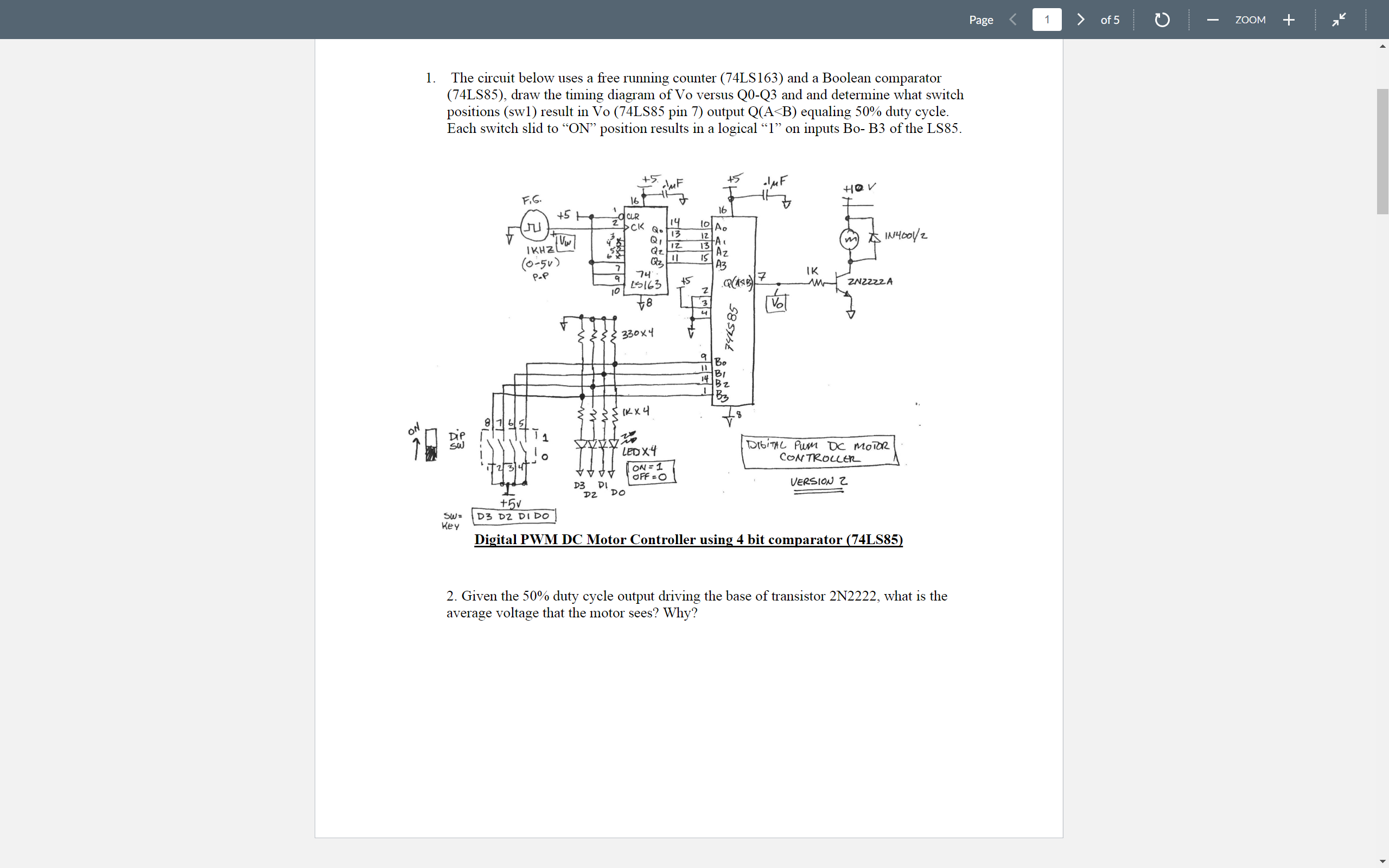 Solved 1. The circuit below uses a free running counter | Chegg.com