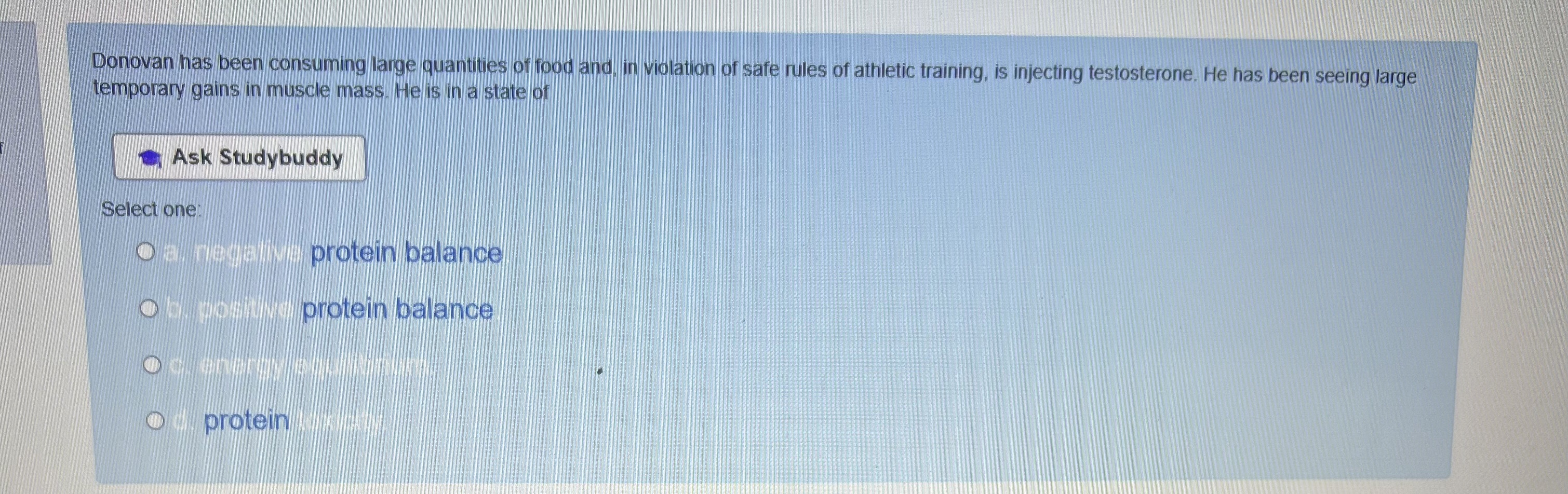 Solved Donovan has been consuming large quantities of food | Chegg.com
