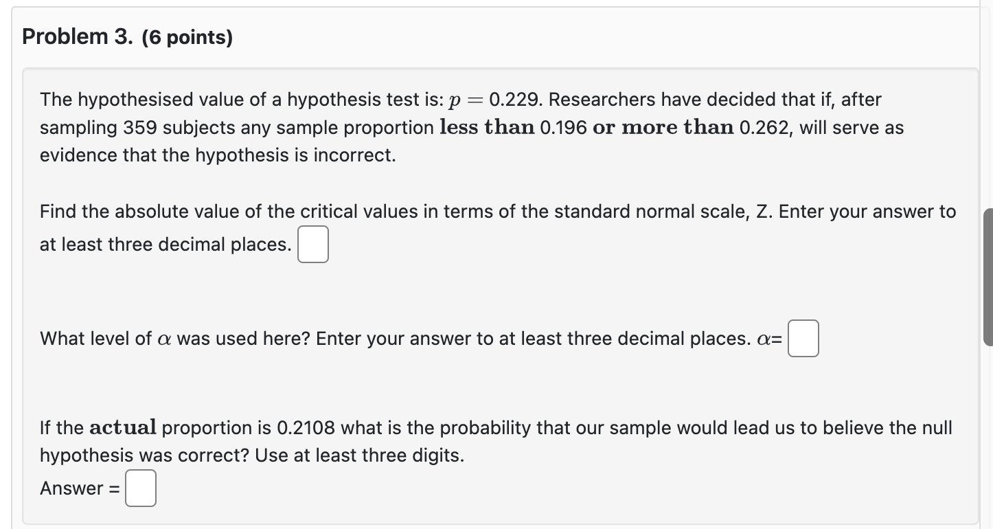 Solved The hypothesised value of a hypothesis test is: | Chegg.com