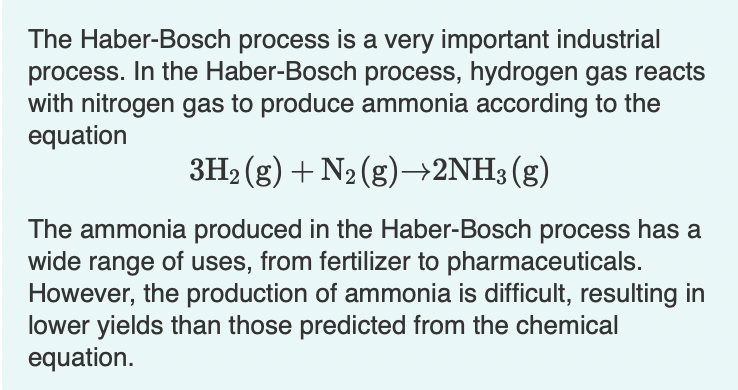 Solved The Haber-Bosch process is a very important | Chegg.com