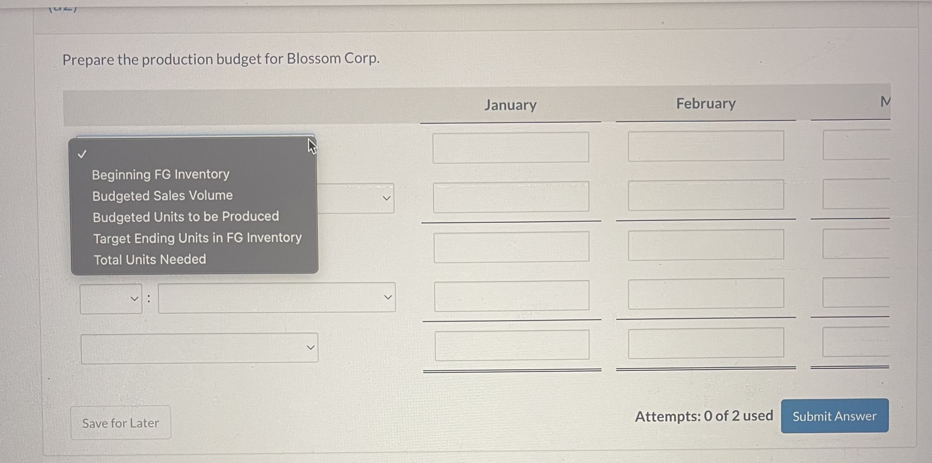 Prepare the schedule of COGS for Blossom's first | Chegg.com