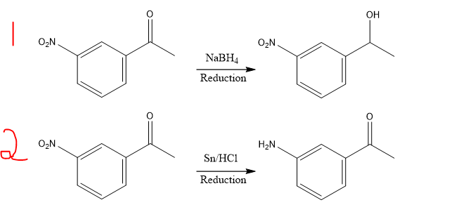 Solved O OH ON O2N. NaBH4 Reduction 2 ON H2N. Sn/HCI | Chegg.com