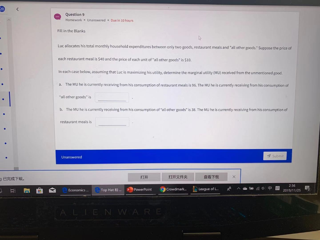 Solved Question 9 Homework • Unanswered. Due in 10 hours | Chegg.com