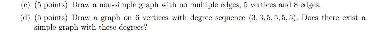 Solved (c) (5 points) Draw a non-simple graph with no | Chegg.com
