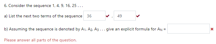 Solved 6. Consider the sequence 1, 4, 9, 16, 25... a) List | Chegg.com