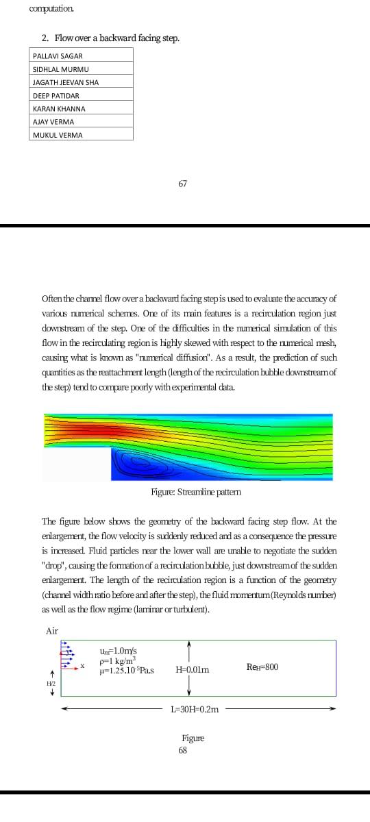 computation 2. Flow over a backward facing step. | Chegg.com