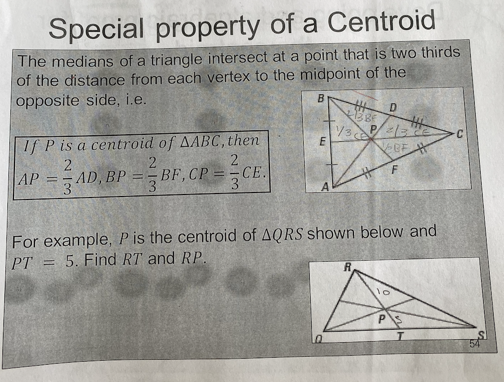 Solved Special property of a Centroid The medians of a | Chegg.com