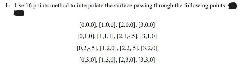 Solved - Use 16 points method to interpolate the surface | Chegg.com