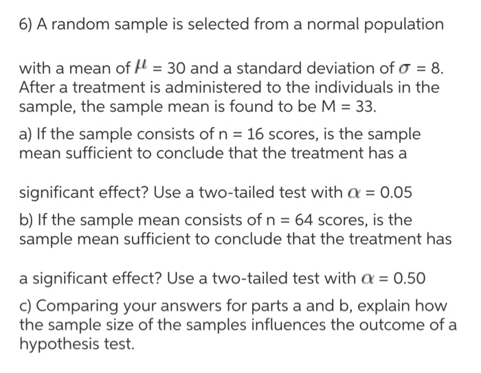 Solved A random sample is selected from a normal population | Chegg.com