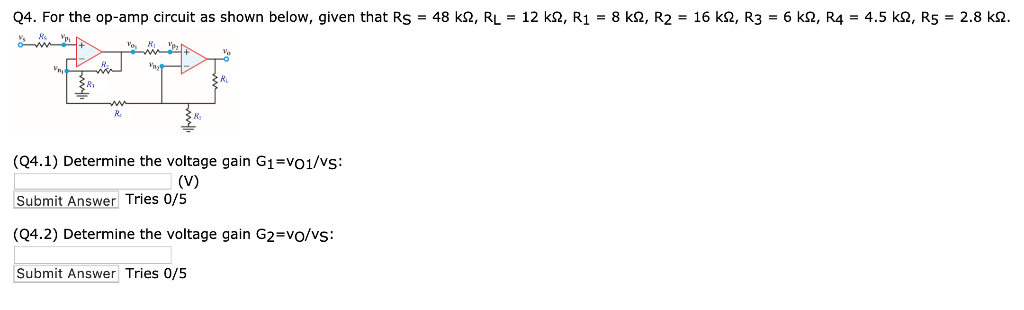 Solved Q4. For the op-amp circuit as shown below, given that | Chegg.com