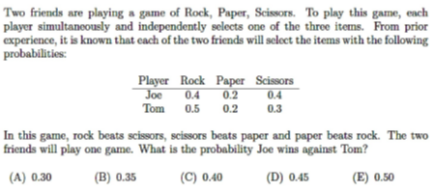 Solved Two friends are playing a game of Rock, Paper, | Chegg.com