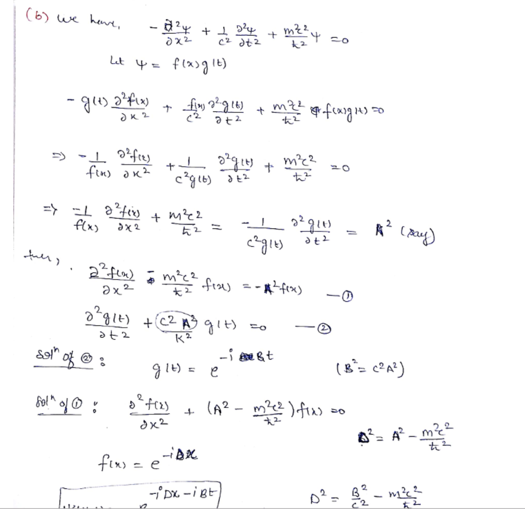 Solved 3. The Klein Gordon equation describes the wave | Chegg.com