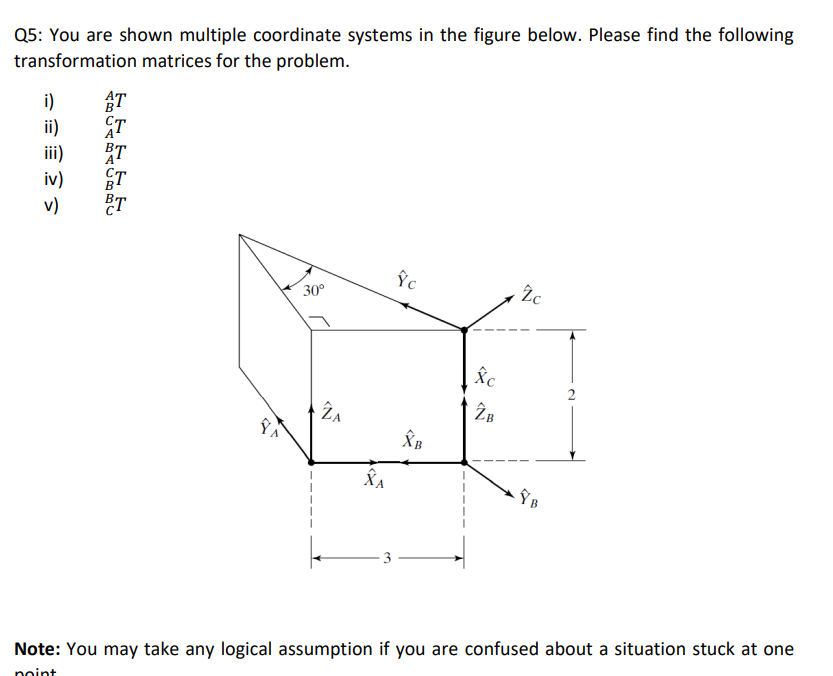 Solved Q5: You are shown multiple coordinate systems in the | Chegg.com