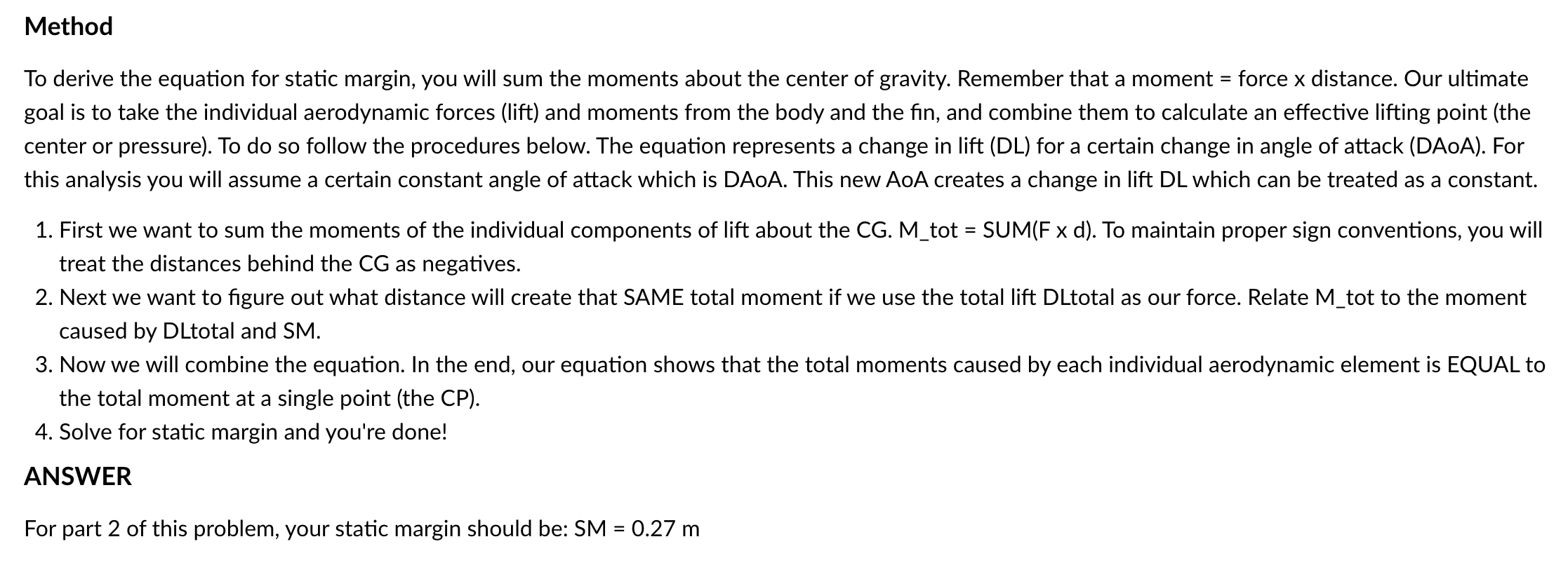 Solved 1. Derive the general equation for Static Margin (SM) | Chegg.com