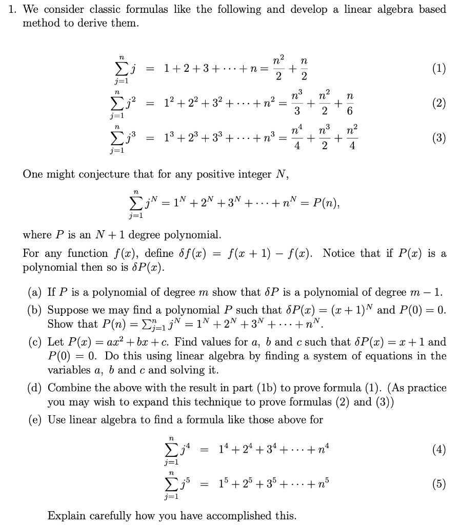 1. We consider classic formulas like the following | Chegg.com
