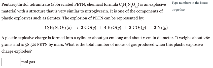 Solved Pentaerythritol tetranitrate (abbreviated PETN, | Chegg.com