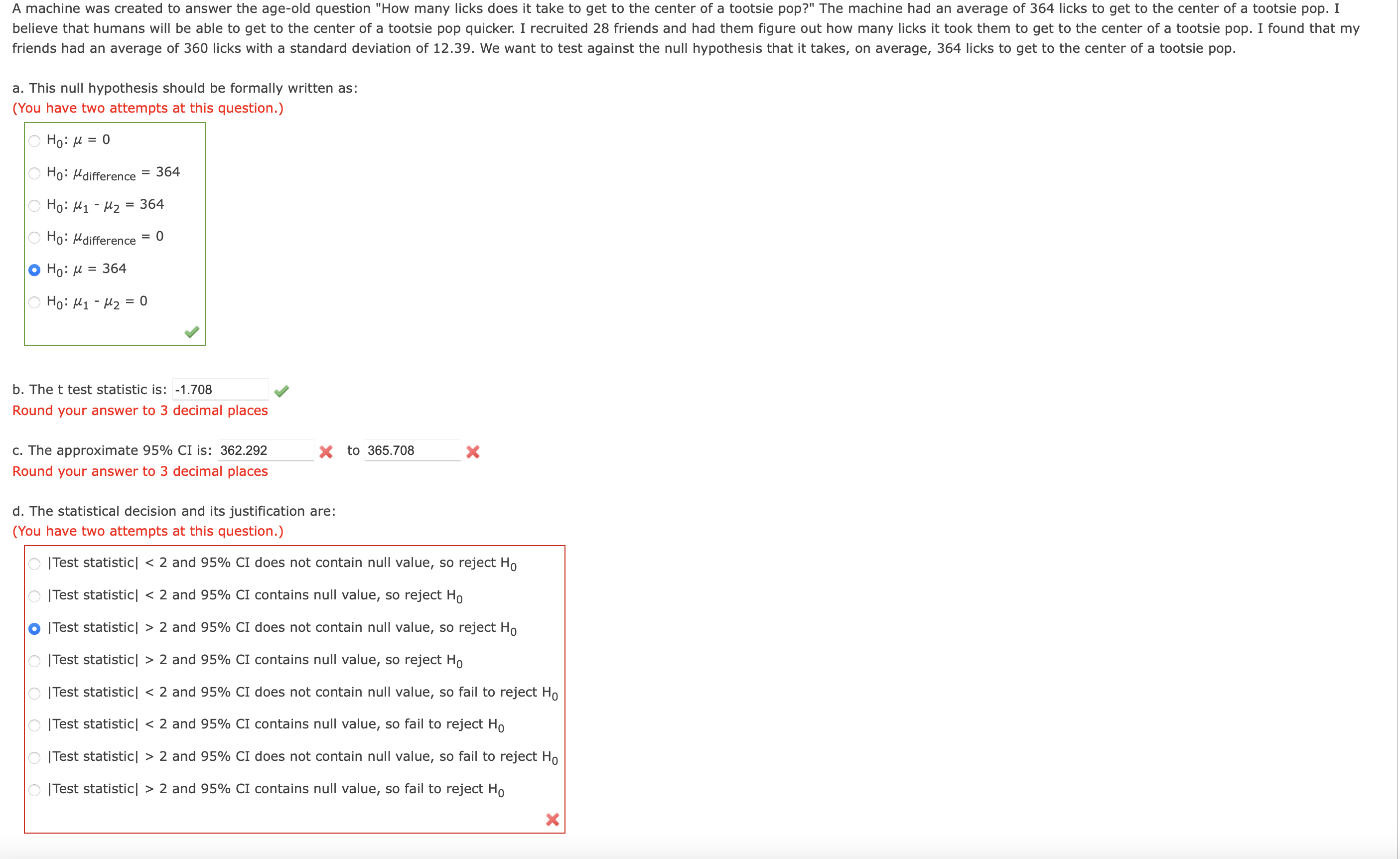 Solved a. ﻿This null hypothesis should be formally written | Chegg.com