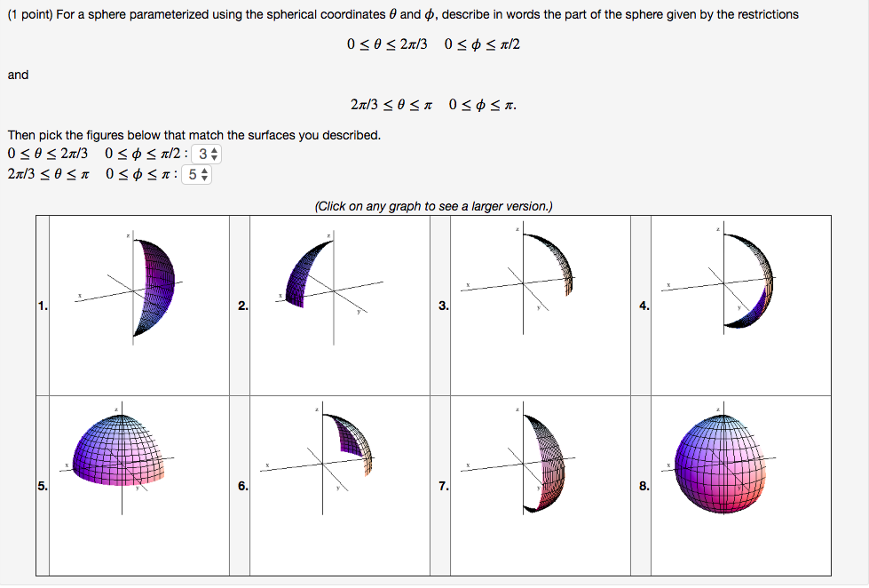 Solved (1 point) For a sphere parameterized using the | Chegg.com