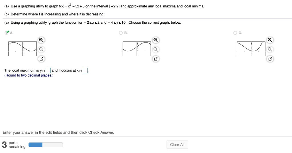 Solved (a) Use a graphing utility to graph f(x) -x3 -5x+5 on | Chegg.com