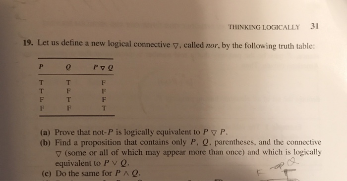 Solved THINKING LOGICALLY 31 19. Let us define a new logical | Chegg.com