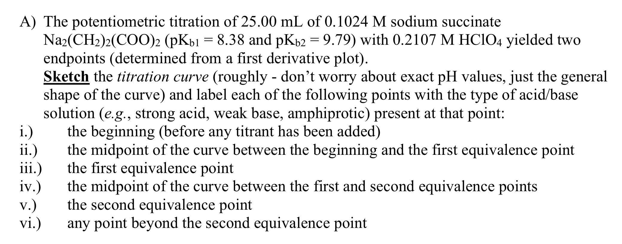 A) The potentiometric titration of 25.00 mL of 0.1024 | Chegg.com
