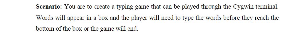 Solved Scenario: You are to create a typing game that can be | Chegg.com