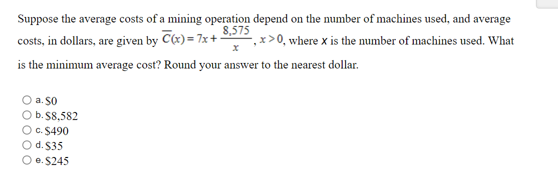 Solved Suppose the average costs of a mining operation | Chegg.com