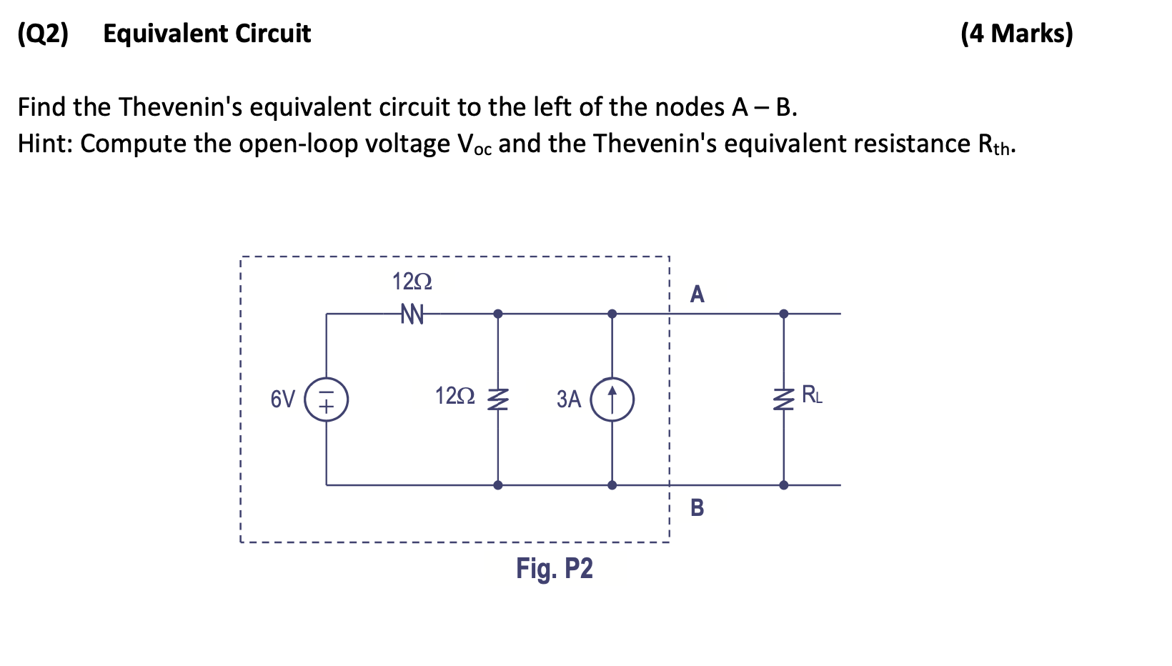Solved (Q2) Equivalent Circuit Find the Thevenin's | Chegg.com