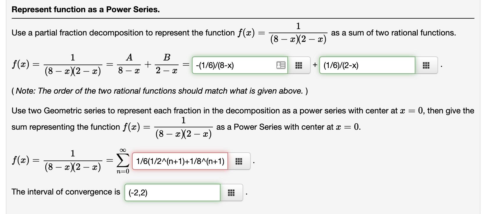 Solved Represent function as a Power Series. Use a partial | Chegg.com