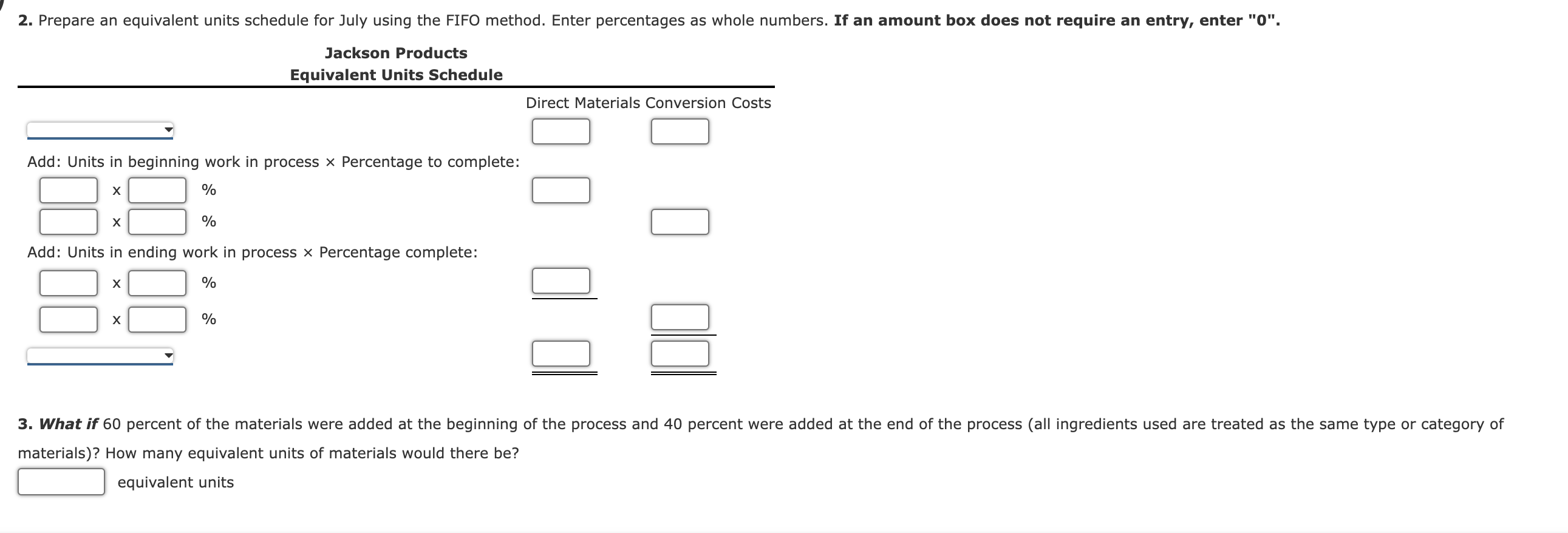Solved 1. Prepare a physical flow schedule for | Chegg.com
