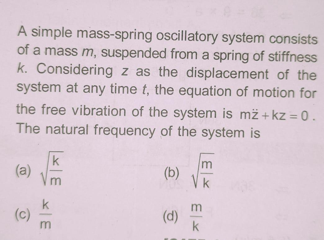 A simple mass-spring oscillatory system consists of a | Chegg.com