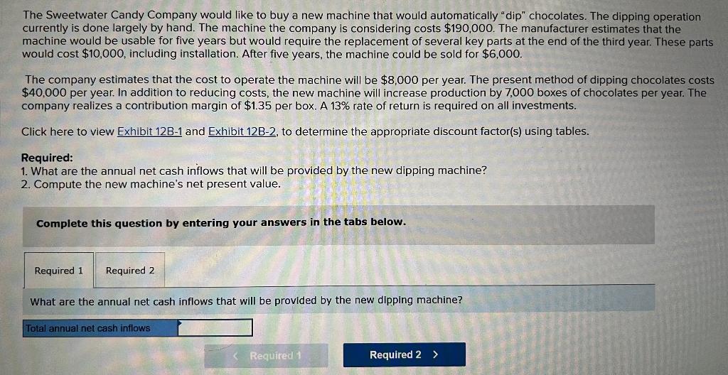 The Sweetwater Candy Company would like to buy a new | Chegg.com