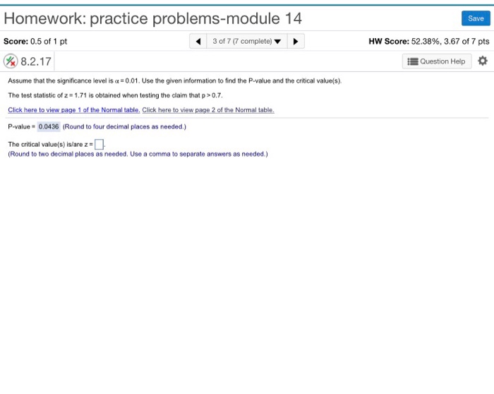 Solved Homework Practice Problems Module 14 Save Score 0 5